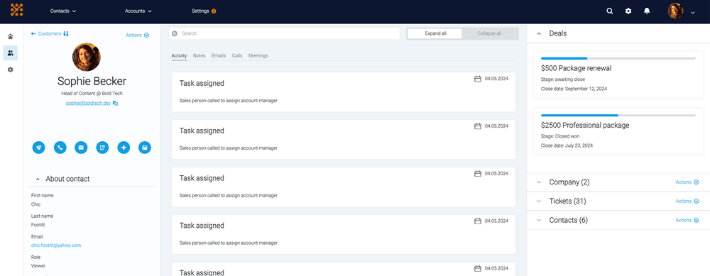 Hubspot-inspired UI in Retool: CRM Template (with template)