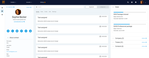 Hubspot-inspired UI in Retool: CRM Template (with template)