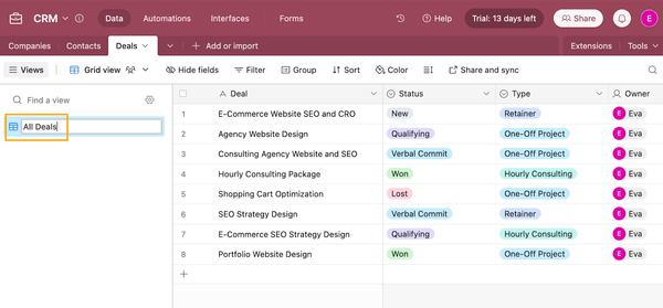 Airtable Basics: Build a simple CRM to store client data